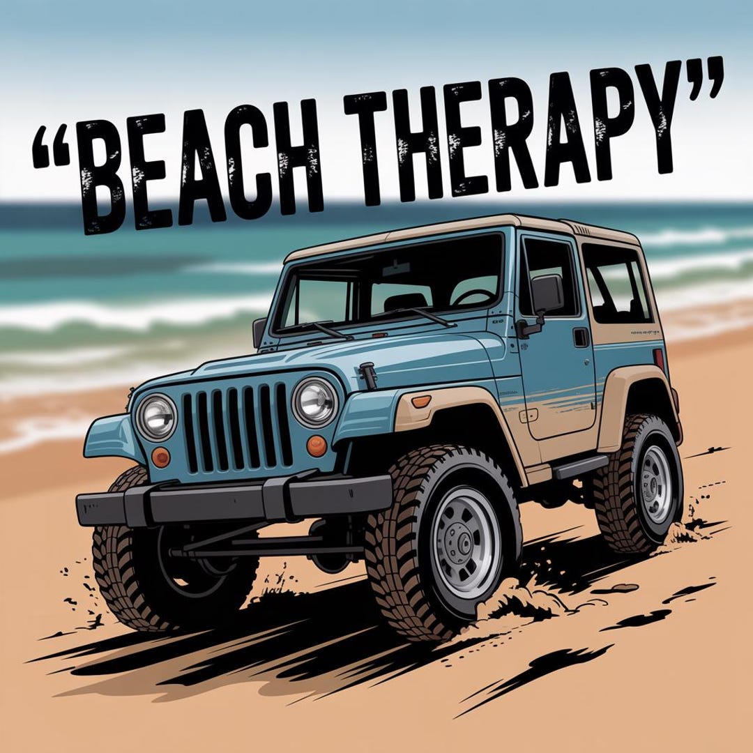 Beach Therapy Jeep Digital Art - Etsy