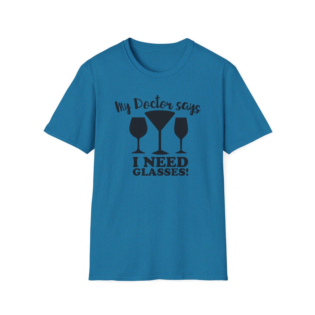 Funny Medical Humor T-shirt, I Need Glasses Tee, Glasses, Wine Glasses ...