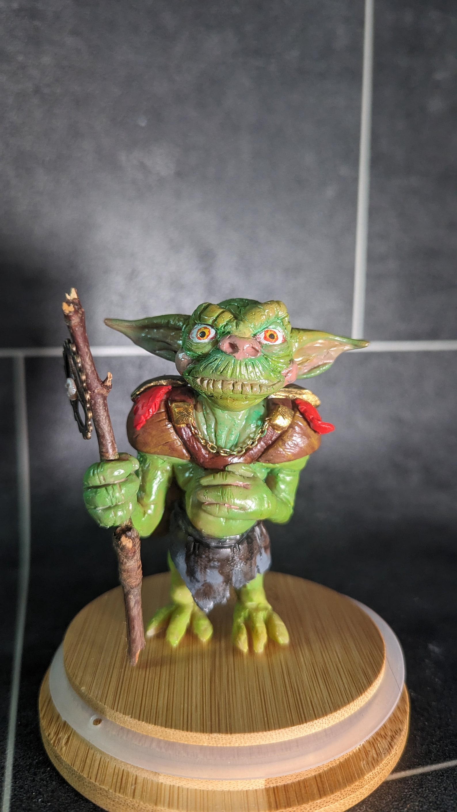Polymer Clay Goblin Sculpture in Glass Case: Fantasy Cottagecore Decor ...