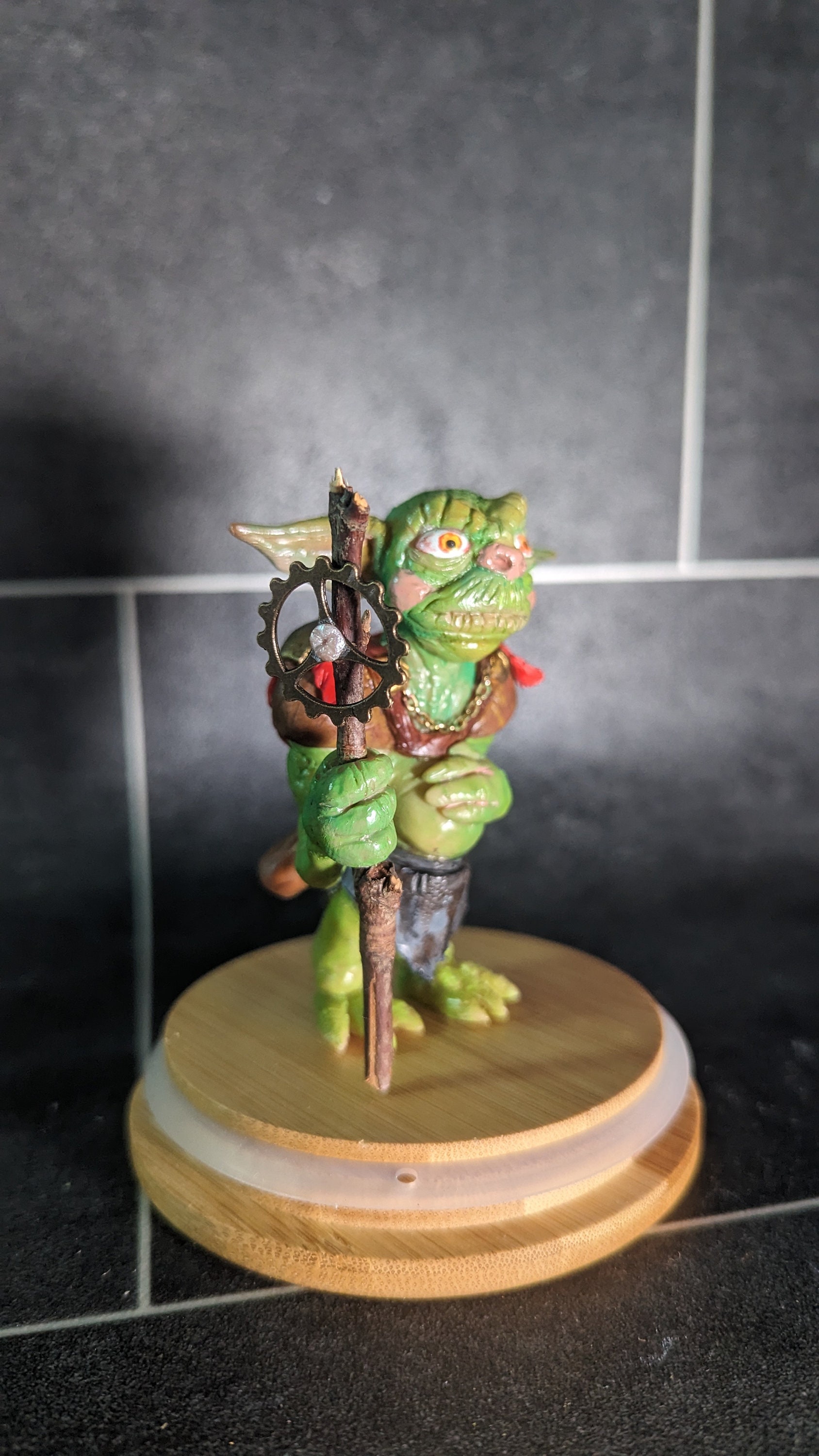 Polymer Clay Goblin Sculpture in Glass Case: Fantasy Cottagecore Decor ...