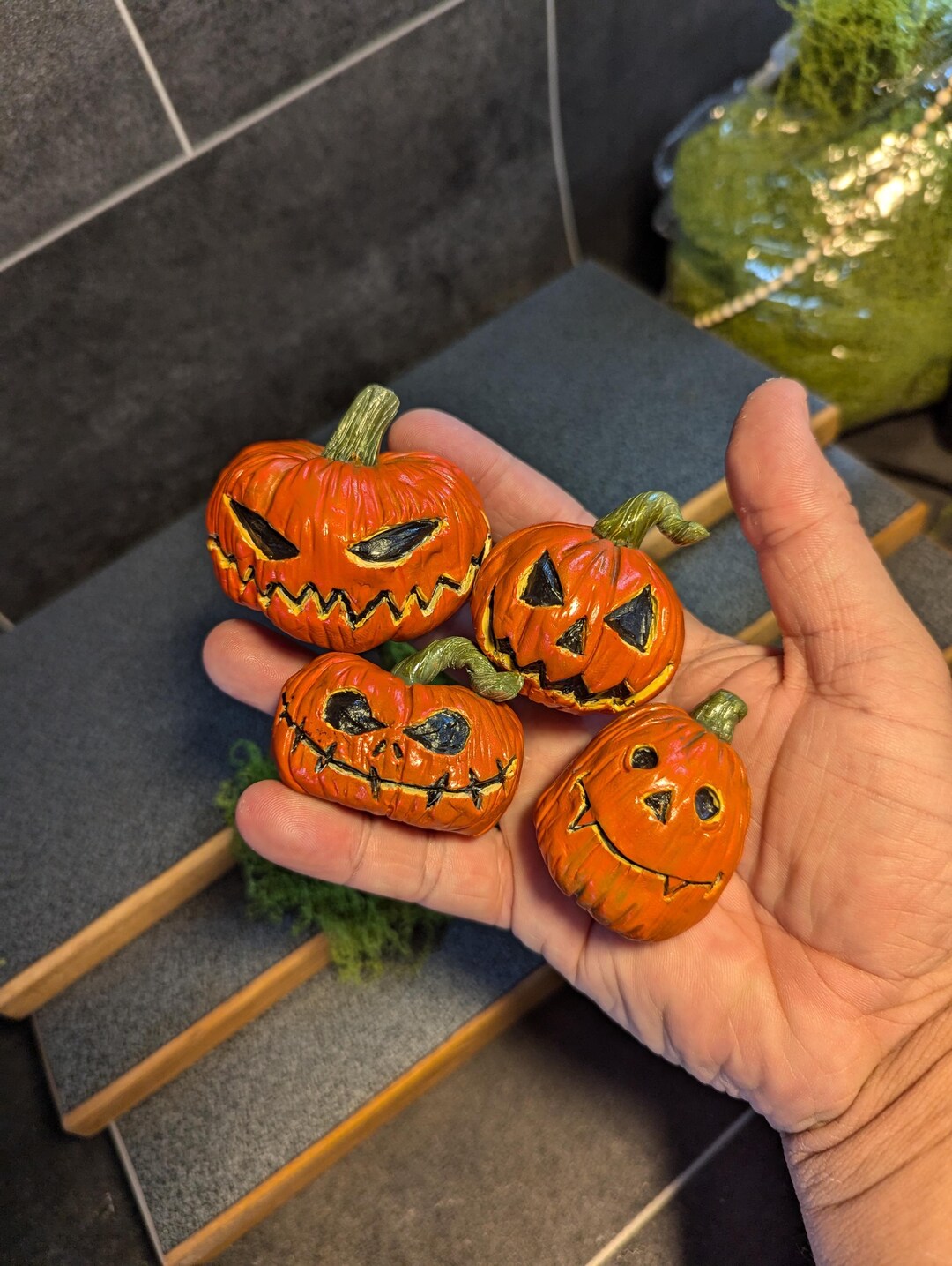 Clay Pumpkins Halloween Mini Models Figures Spooky Sculptures - Etsy