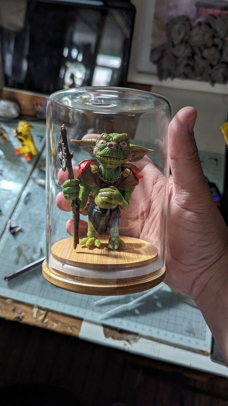 Polymer Clay Goblin Sculpture in Glass Case: Fantasy Cottagecore Decor ...