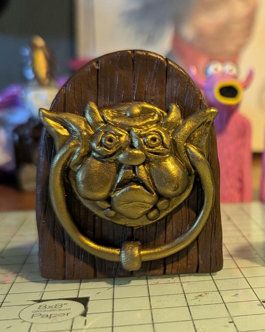 Labyrinth Door Knocker Desk Buddy Pet: Handmade Polymer Clay Figurine ...