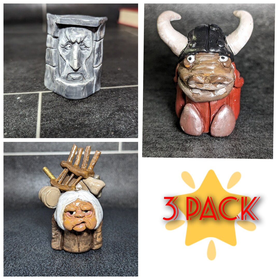 Labyrinth 3 Pack Horn Goblin, Junk Lady and False Alarm, Polymer Clay ...