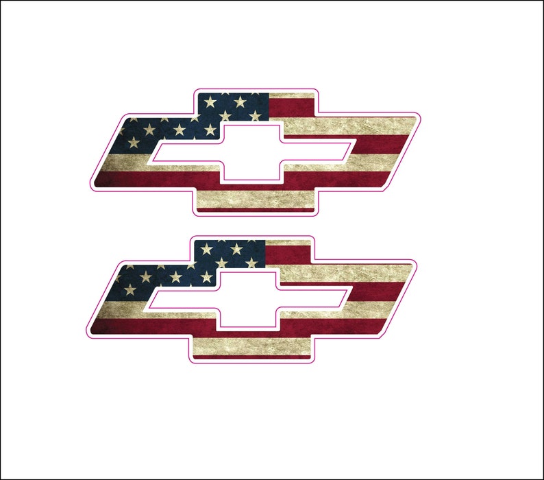 Chevy Bowtie Symbol With American Flag Superimposed 1 Pair 9.0" X 24.0 ...
