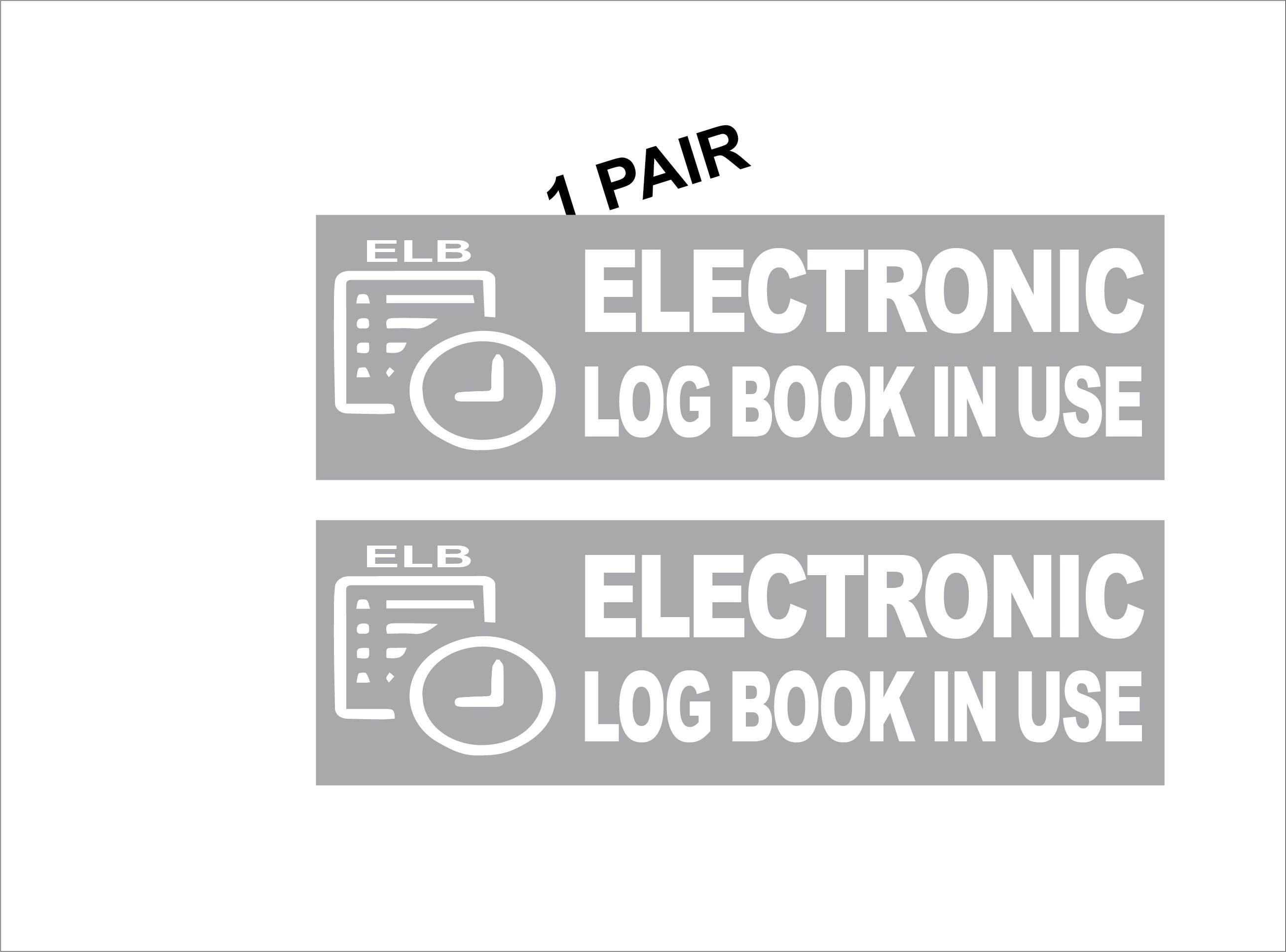 1 Pair Electronic Log Book on Board White Print Decal Sticker 2.5" X 8. ...