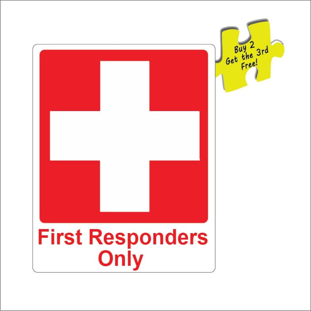 First Aid First Responders Only Red Cross Sticker Decals 6.0" X 7.0 ...