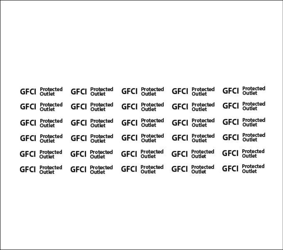 GFI GFCI Protected Receptacle Outlet Vinyl Stickers Special 30 Stickers ...