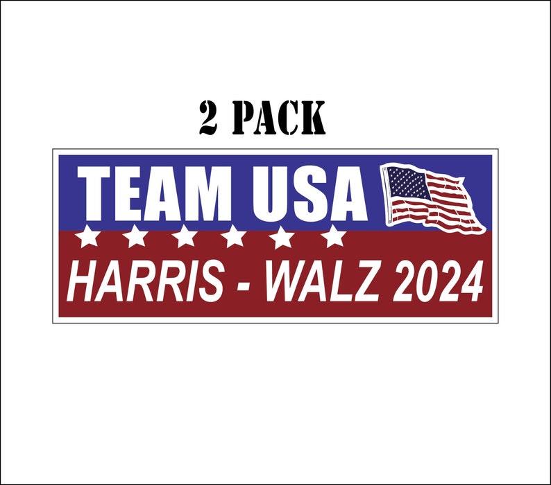 Kamala Harris Walz Team USA 2 Pack 2024 for President Sticker Red White ...