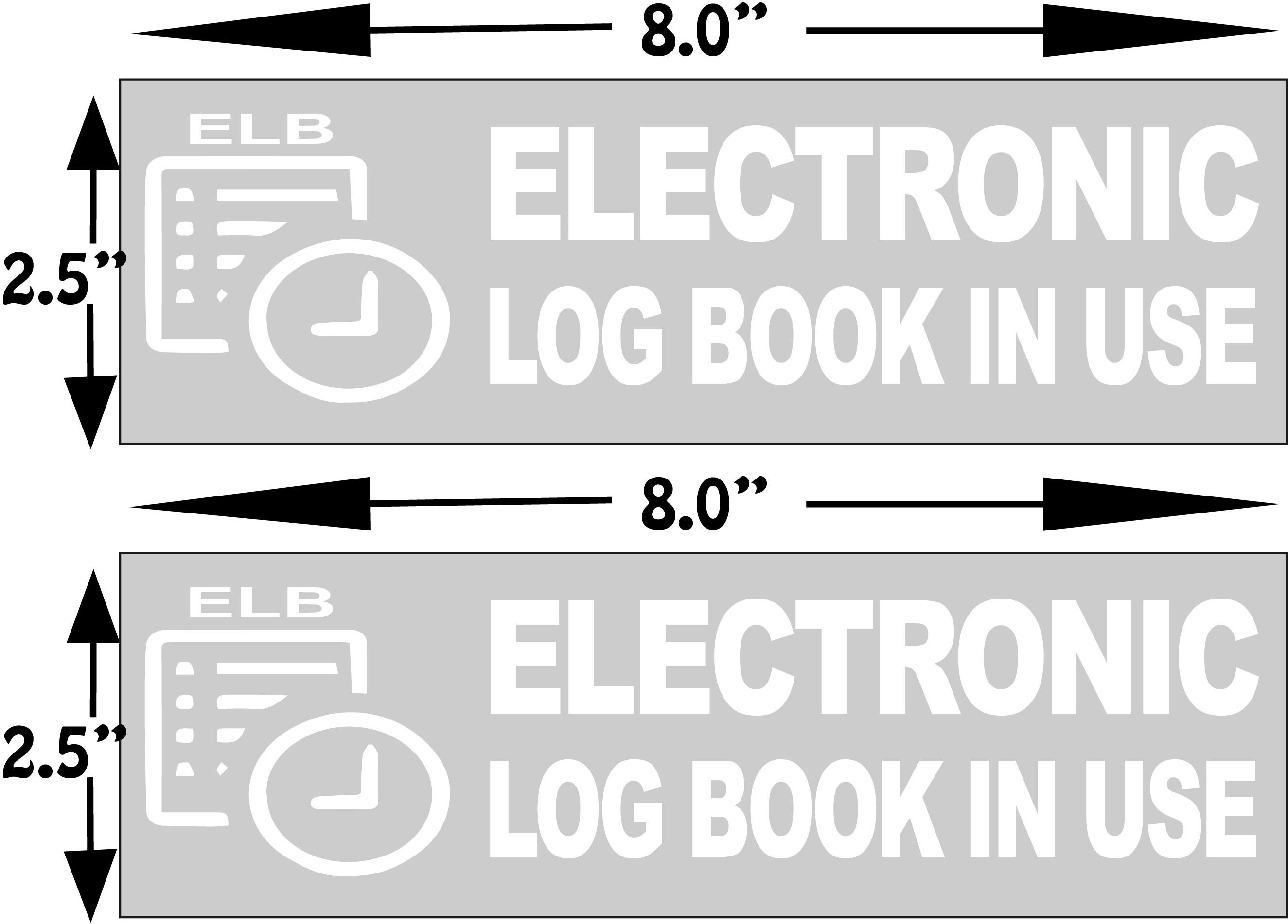 1 Pair Electronic Log Book on Board White Print Decal Sticker 2.5" X 8. ...