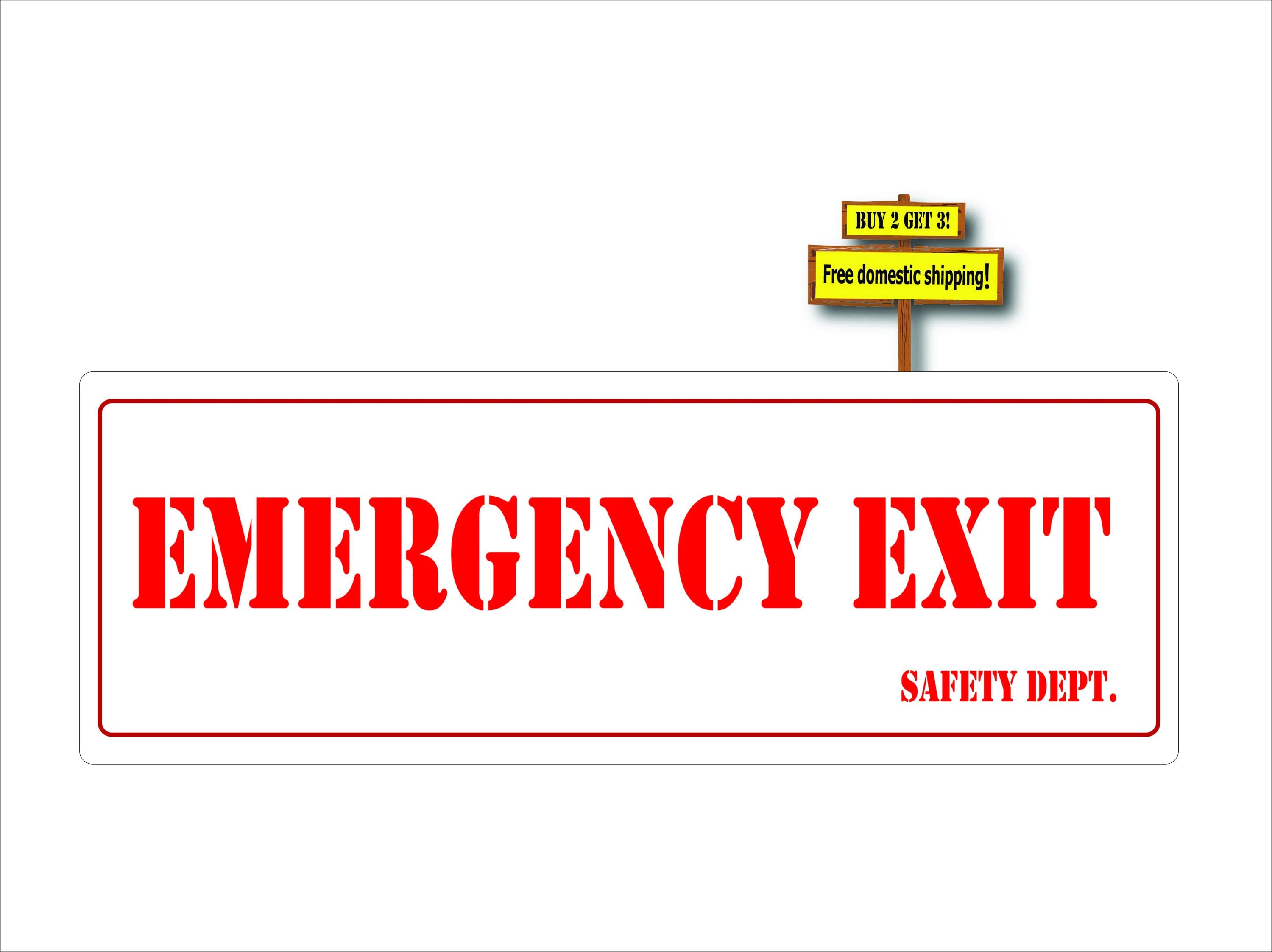 Emergency Exit Safety Dept. Decal Sticker 2.5" X 7.0" Buy 2 Receive a ...