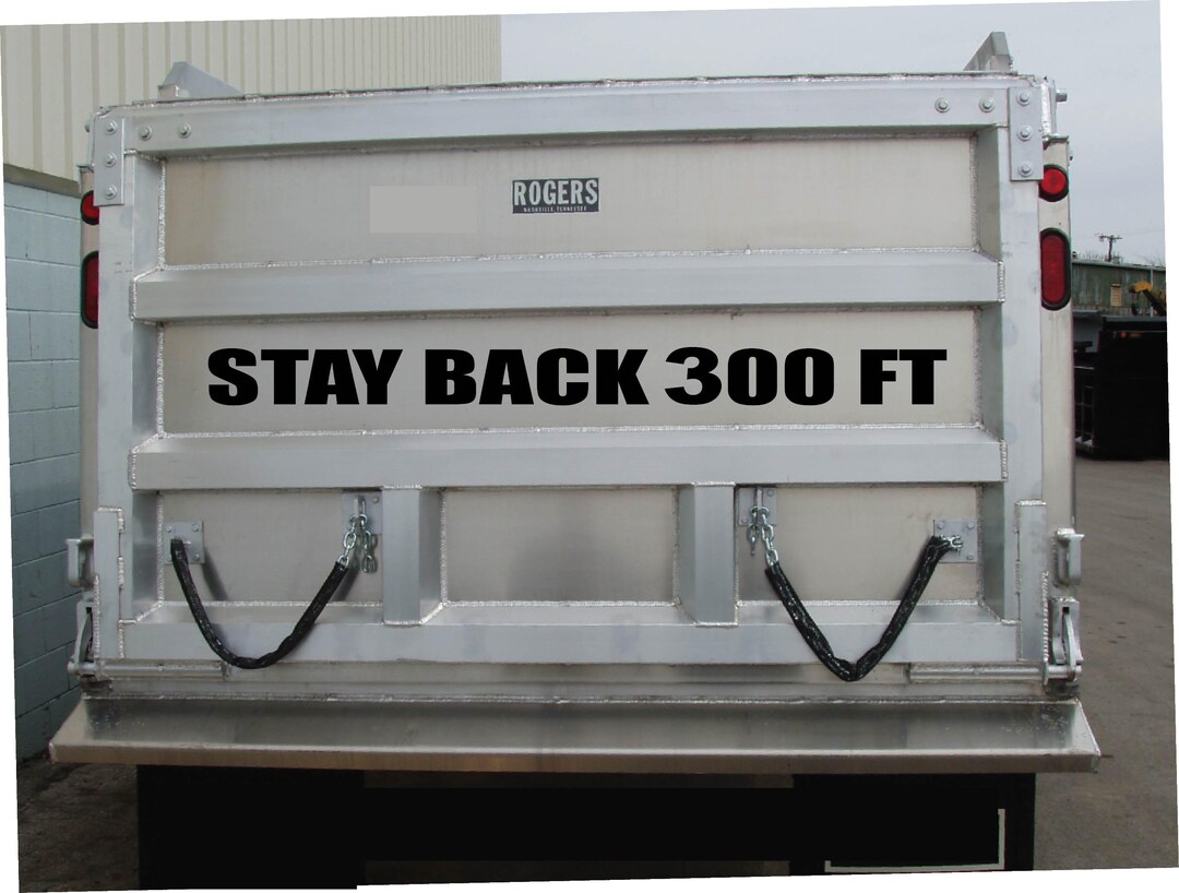 Stay Back 300 FT Truck Safety Construction BLACK Die Cut Decal Sticker ...