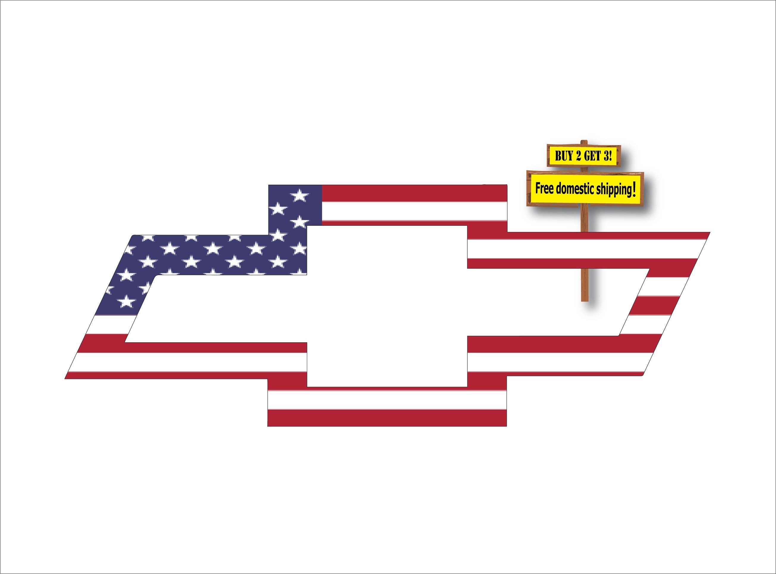Chevy Bowtie Symbol With American Flag Superimposed Sticker 3.0 X 8.0 ...