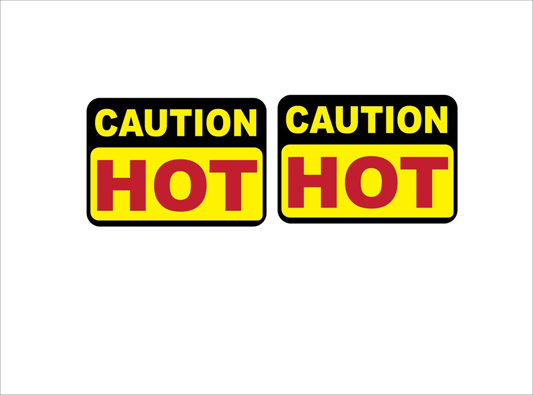 1 Pair Caution HOT Sticker Decals 2.0" X 2.5" D793 - Etsy