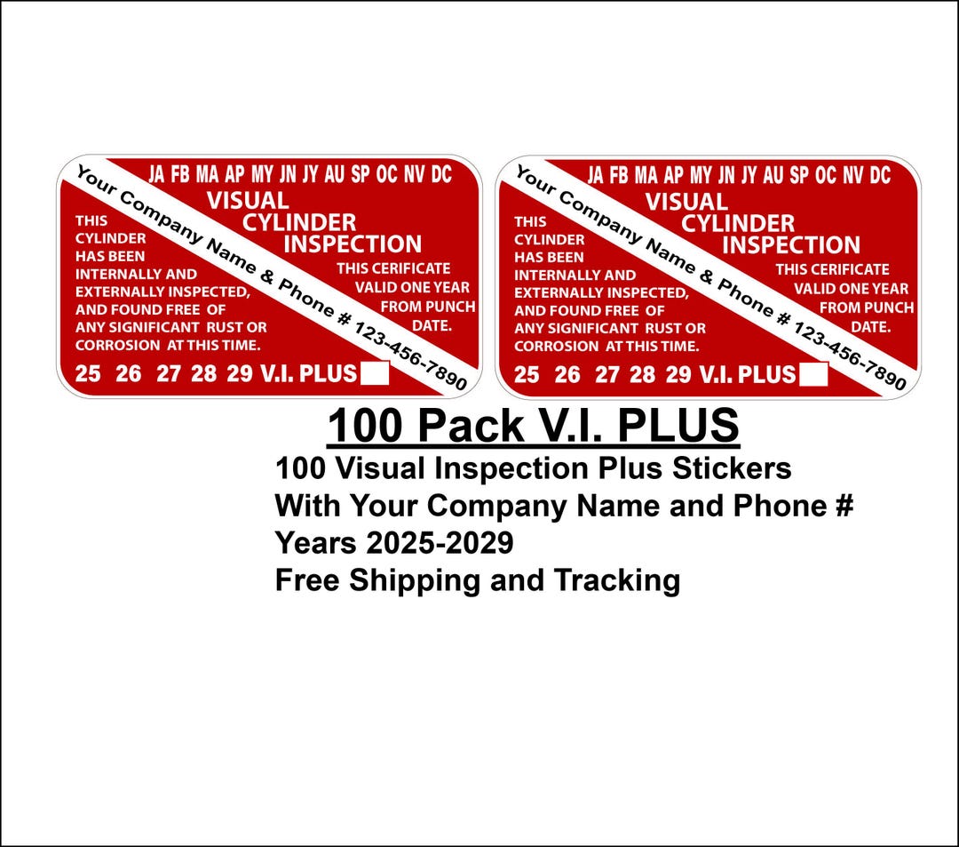 Scuba Tank Visual Inspection (100 Stickers) With Name and Phone# Years ...