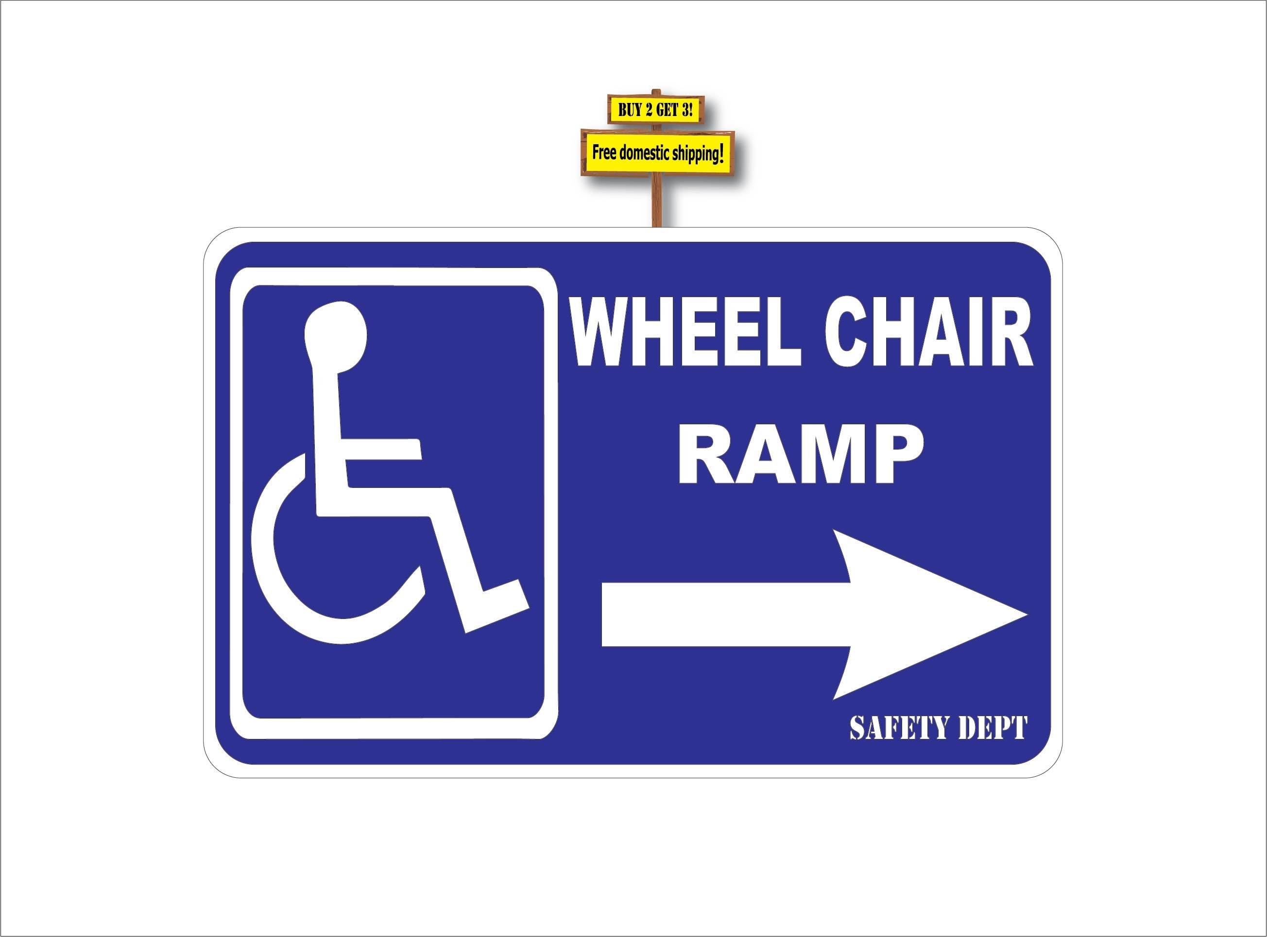 Handicap Symbol Wheel Chair Ramp With Right Arrow Disabled Safety Dept ...