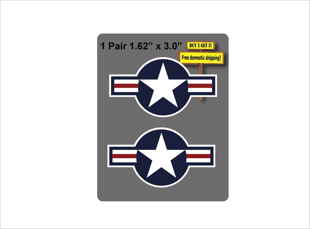 USAF Roundel United States Air Force ( 1pair ) Decal Sticker 1.62" X 3. ...