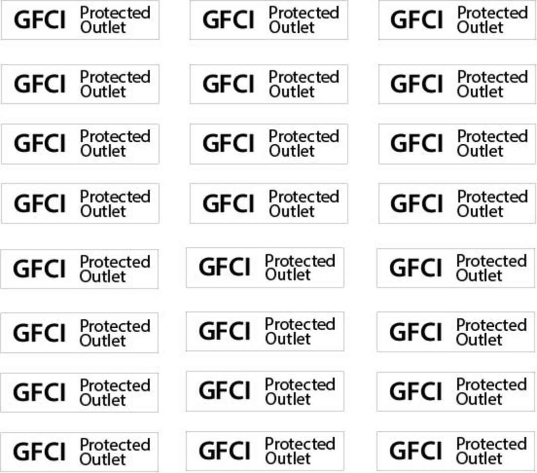 GFI GFCI Protected Receptacle Outlet Vinyl Stickers Special 24 Stickers ...