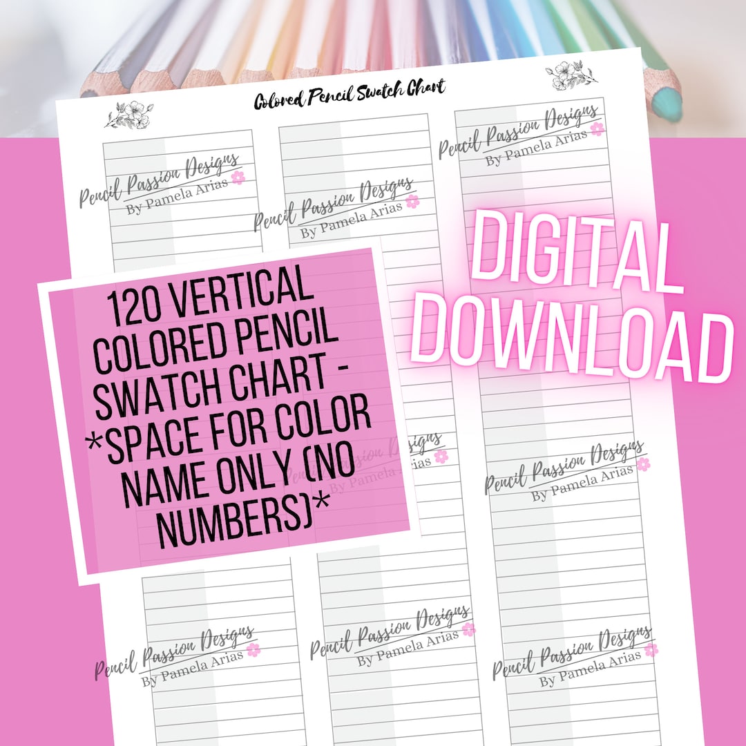 120 Colored Pencil Swatch Chart - Name ONLY (no Color Numbers) *listing ...