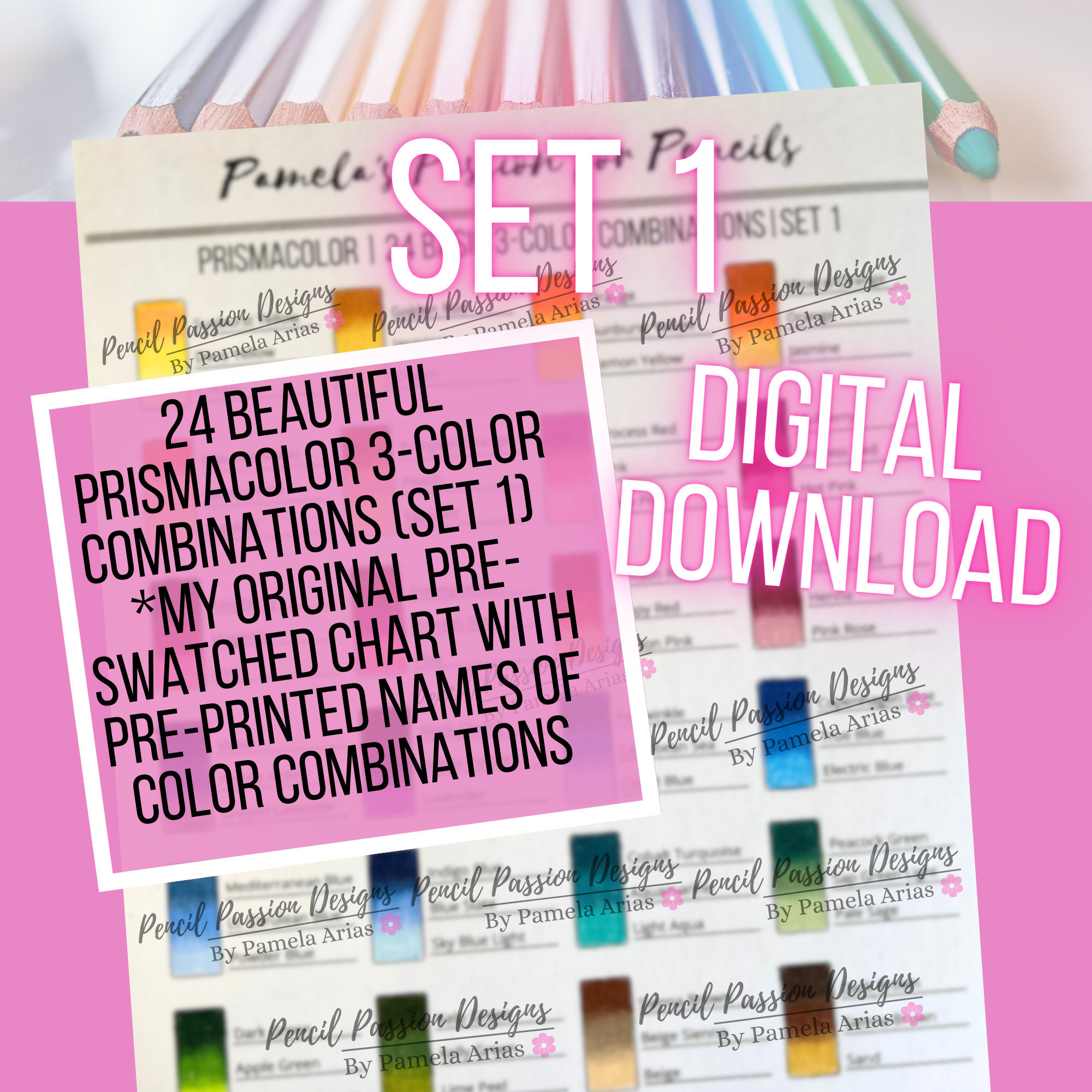 Original Pre-filled, Pre-swatched 24 Prismacolor Basic 3-blend Color ...