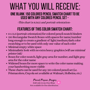 120 Colored Pencil Swatch Chart - (space for Color Name, Number, and ...
