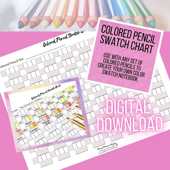 72 Colored Pencil Color Swatch Chart with Divided Swatch - Etsy UK