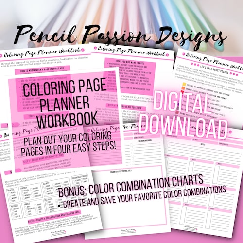 Coloring Page Planner Workbook BONUS: 3-blend Through 6-blend - Etsy