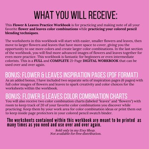 Flower & Leaves Practice Workbook BONUS: Flower and Leaves Full-color ...