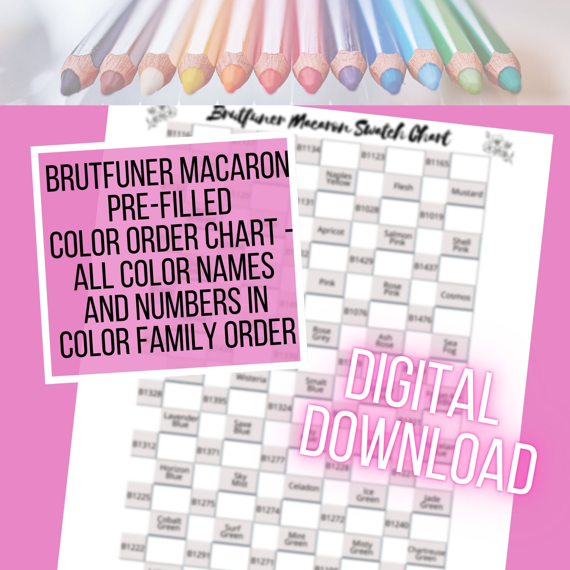 Brutfuner Macaron Pre-filled Color Chart - Names and Numbers Pre-filled ...