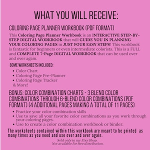 Coloring Page Planner Workbook BONUS: 3-blend Through 6-blend Color ...
