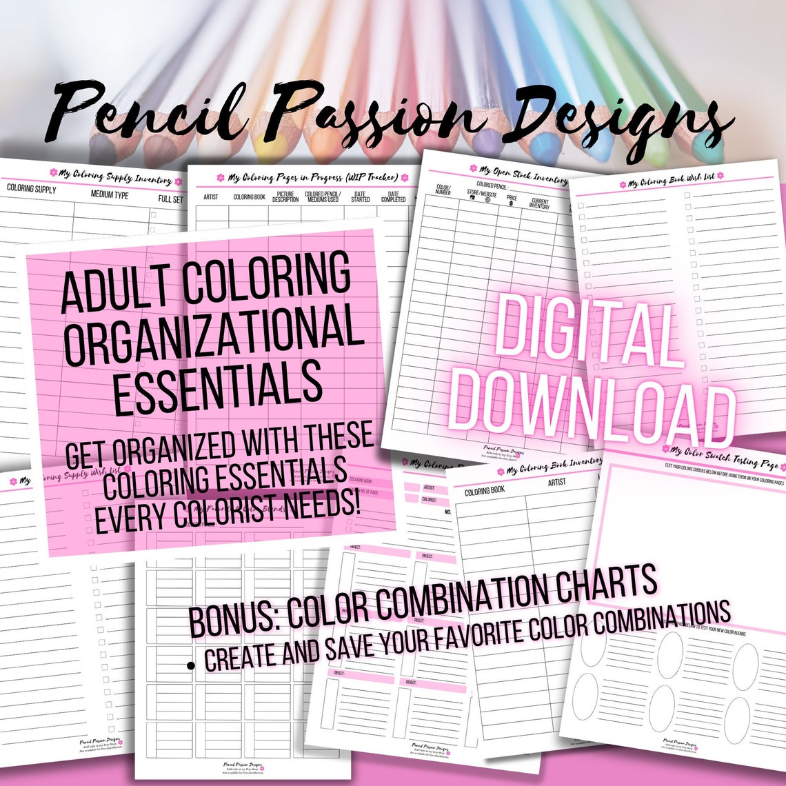 Coloring Organizational Essentials Bundle BONUS: 3-blend & 4-blend ...