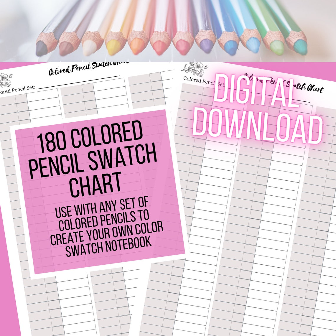 180 Colored Pencil Swatch Chart (front & Back Portrait Orientation) - Etsy