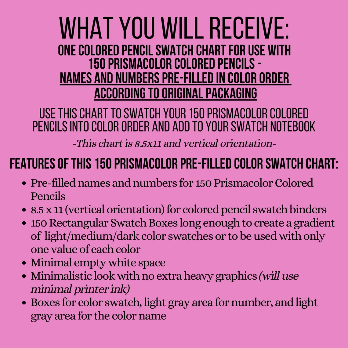 150 Prismacolor Pre-filled Swatch Chart - Names and Numbers Pre-filled ...