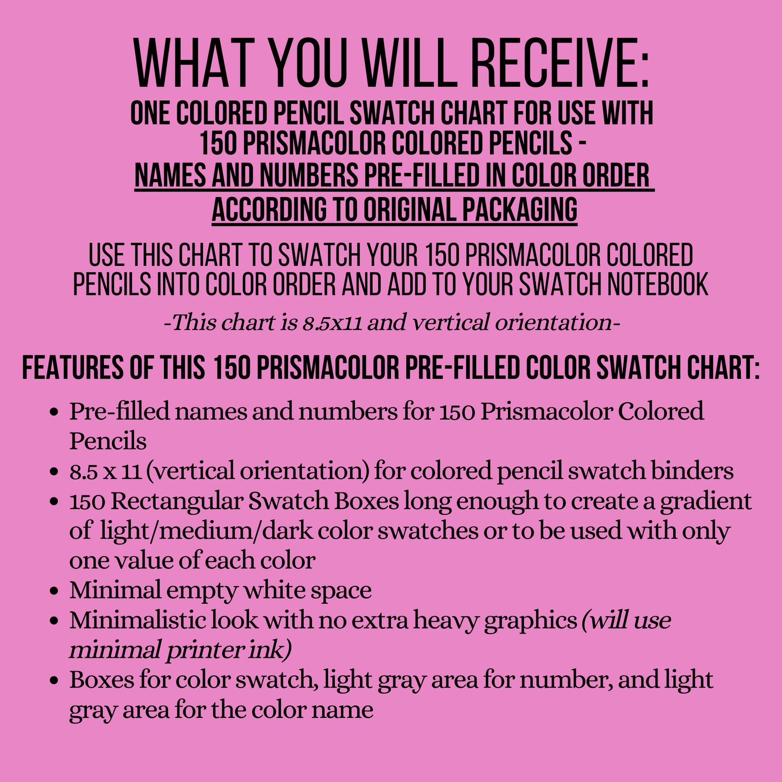 150 Prismacolor Pre-filled Swatch Chart - Names and Numbers Pre-filled ...