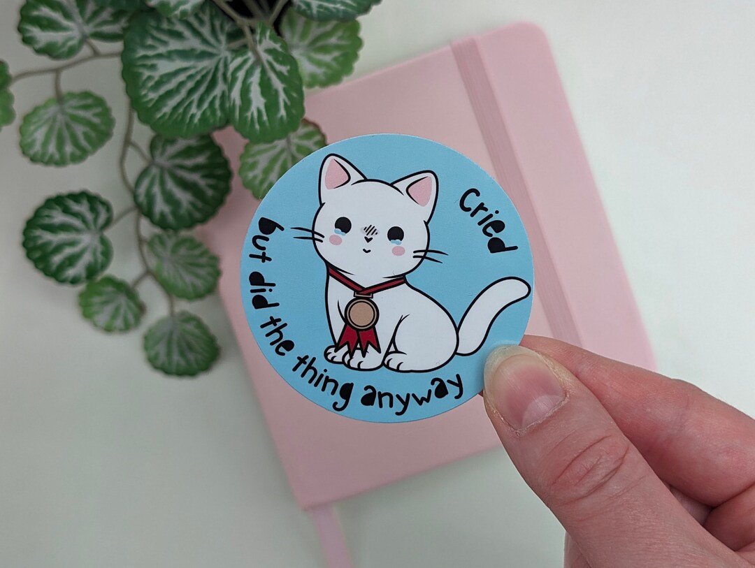 Cry Baby Cat Vinyl Sticker: Funny Meme, Relatable Kitty (cried but Did ...
