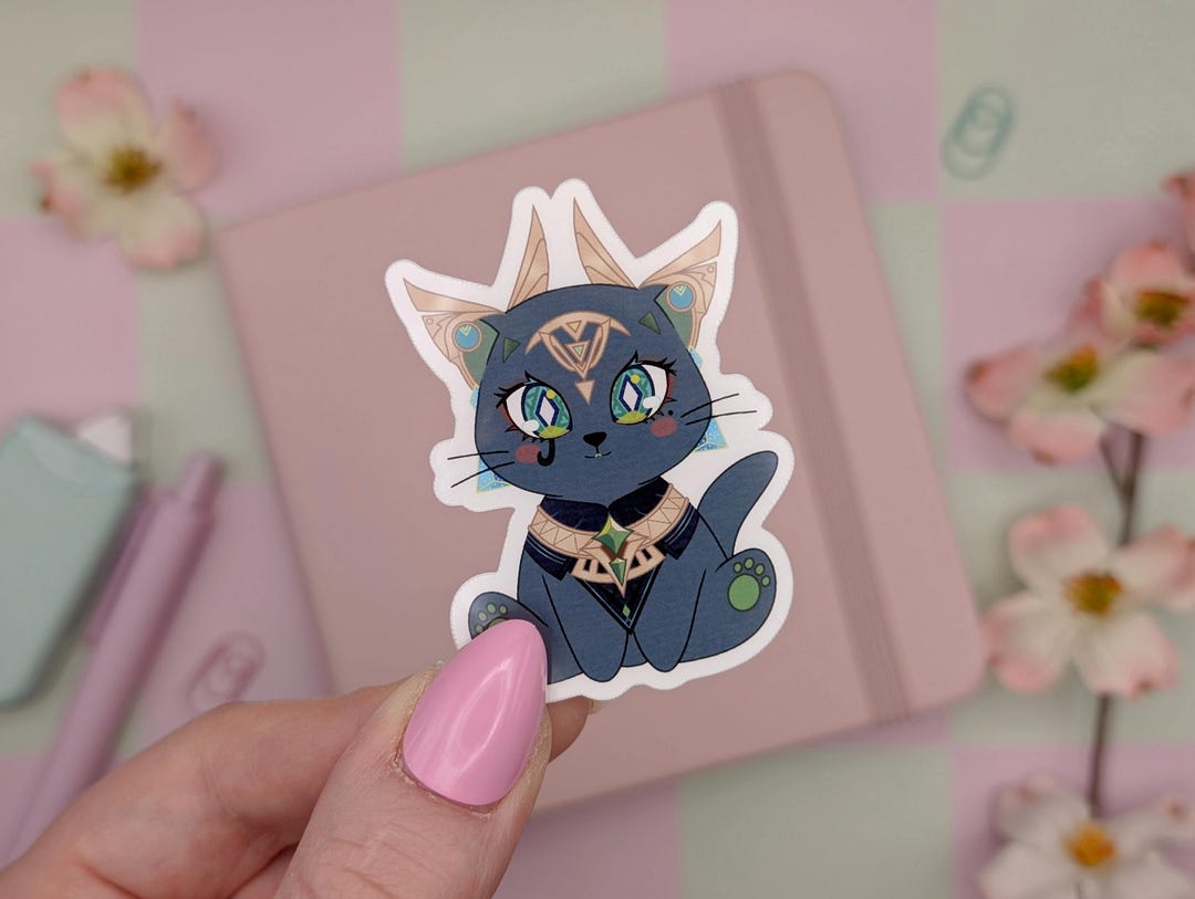 Nefer Cat Sticker: Genshin Impact Chibi Waterproof Vinyl Decal - Etsy