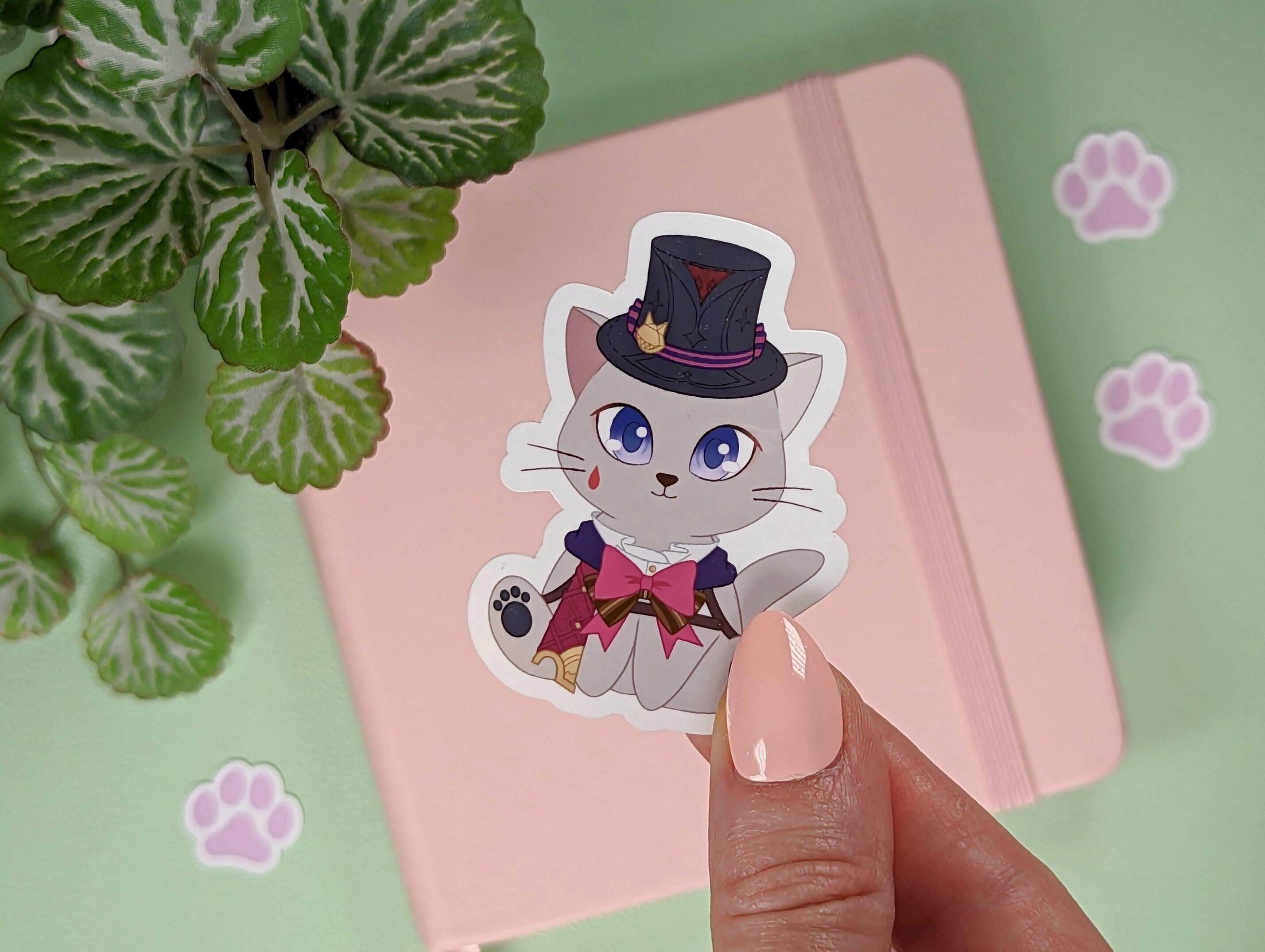 Lyney Sticker Genshin Impact Sticker Kawaii Cat Sticker T Etsy