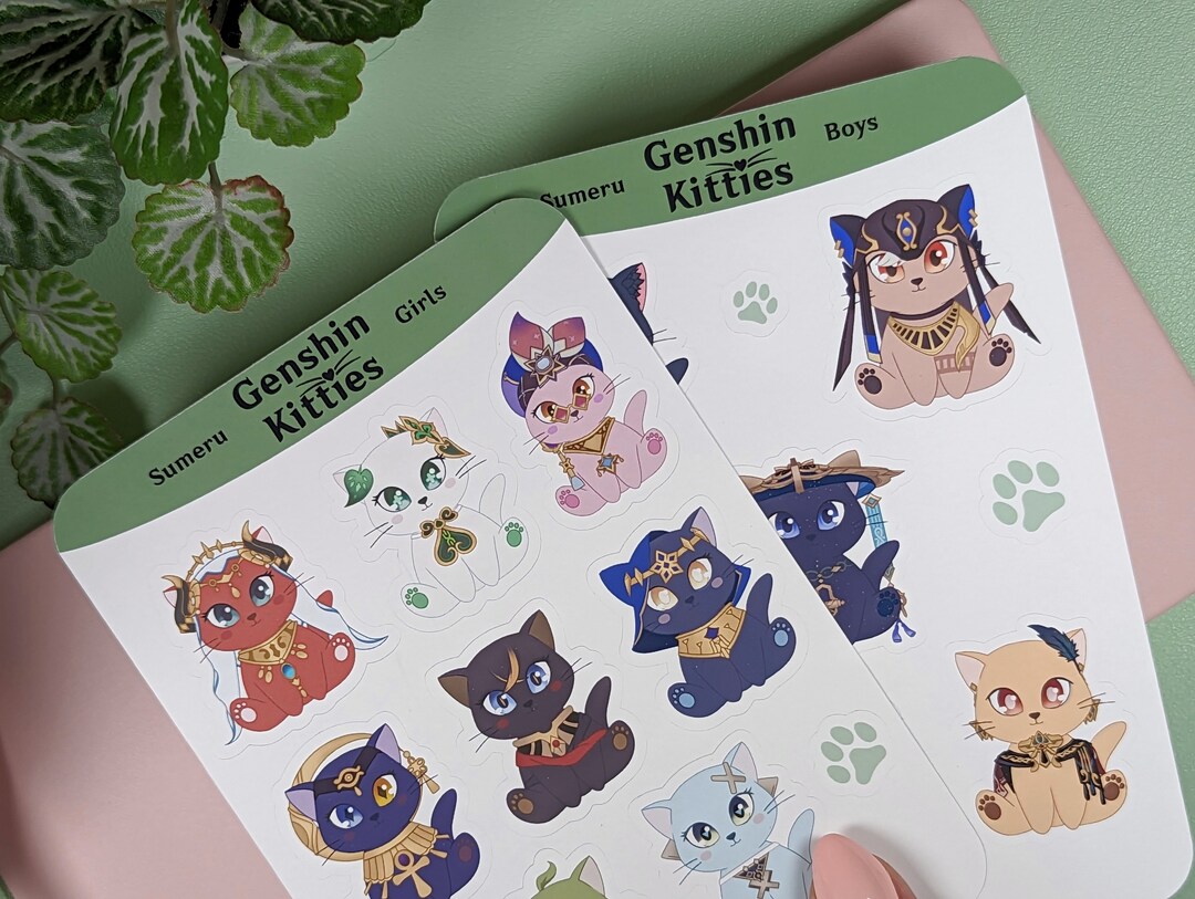 SUMERU GENSHIN CAT Sticker Sheet Set, Sumeru Characters, Genshin Impact ...