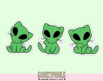 Alien Cat Sticker - Etsy