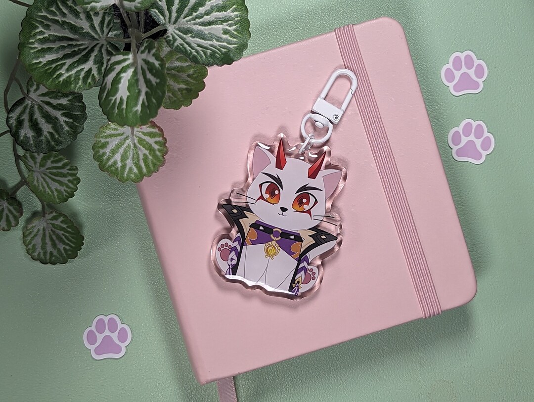 Itto Genshin Impact Acrylic Keychain: Kawaii Chibi Cat Charm - Etsy