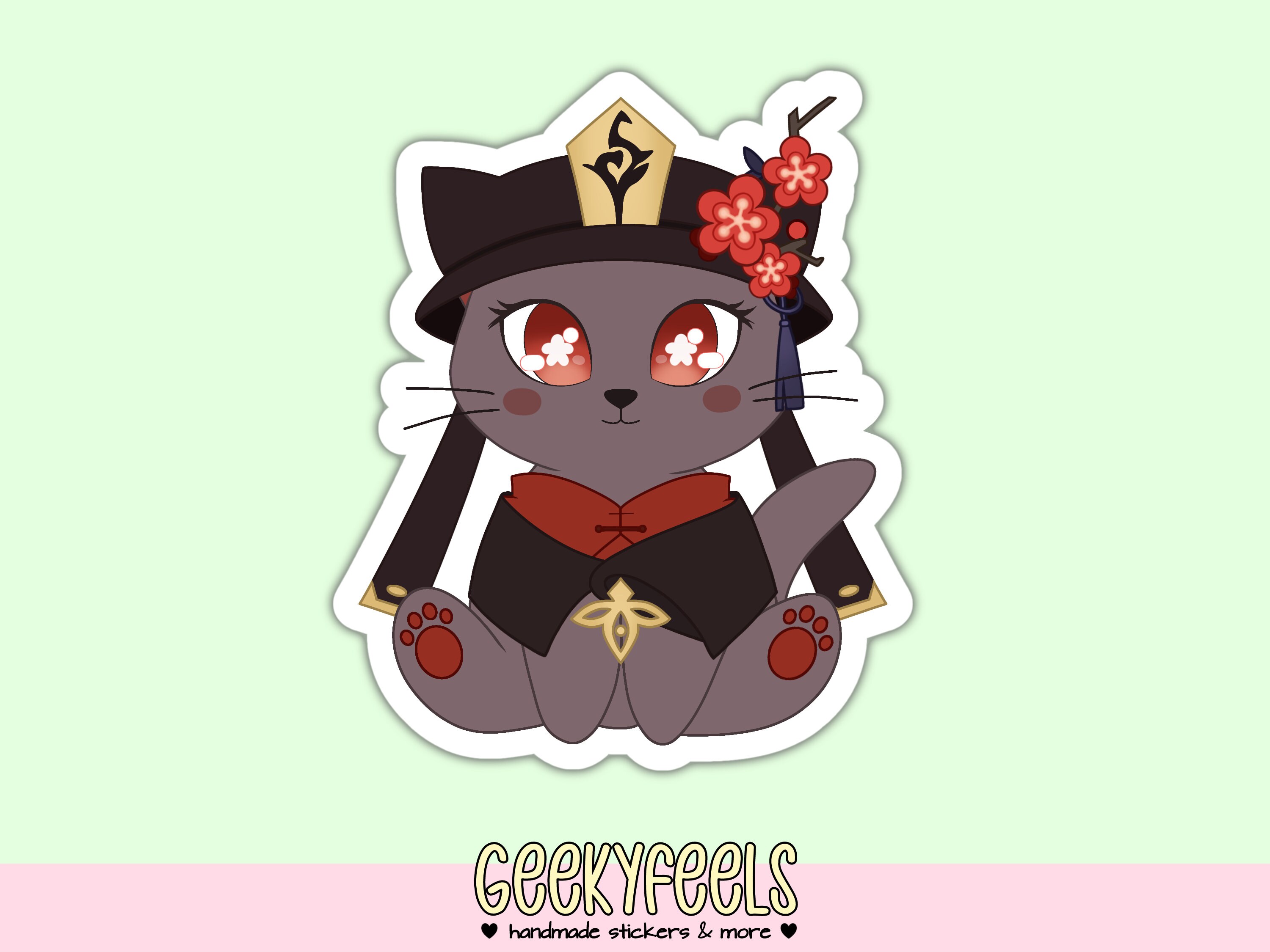HU TAO Sticker Genshin Impact Sticker Kawaii Cat Sticker - Etsy