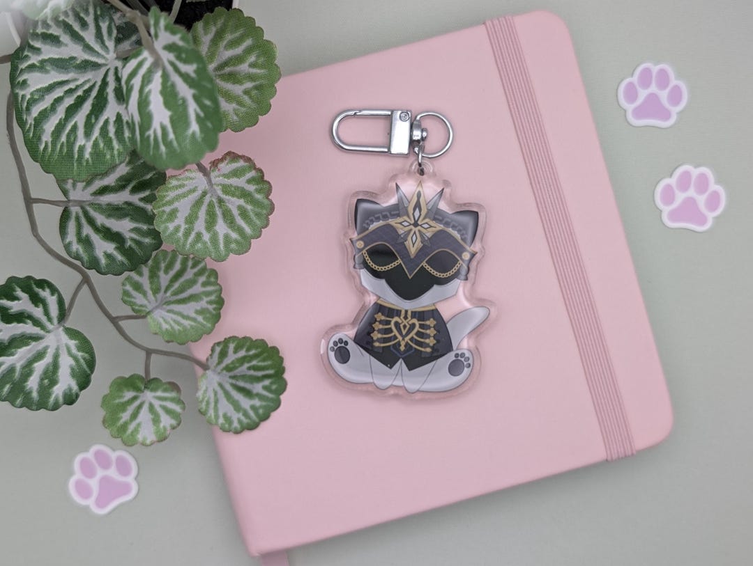 IL CAPITANO Acrylic Keychain, Genshin Impact Merch, Kawaii Cat Charm ...