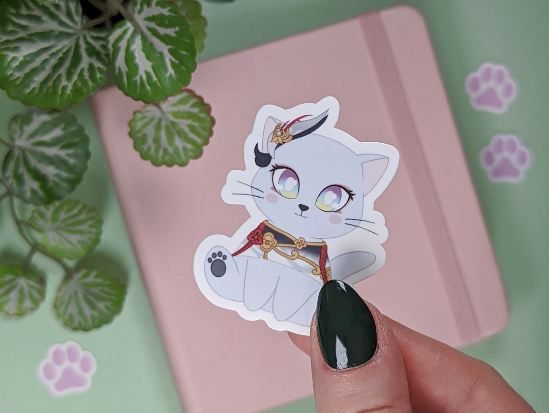 Shenhe Cat Sticker: Genshin Impact Chibi Vinyl, Anime Waifu - Etsy
