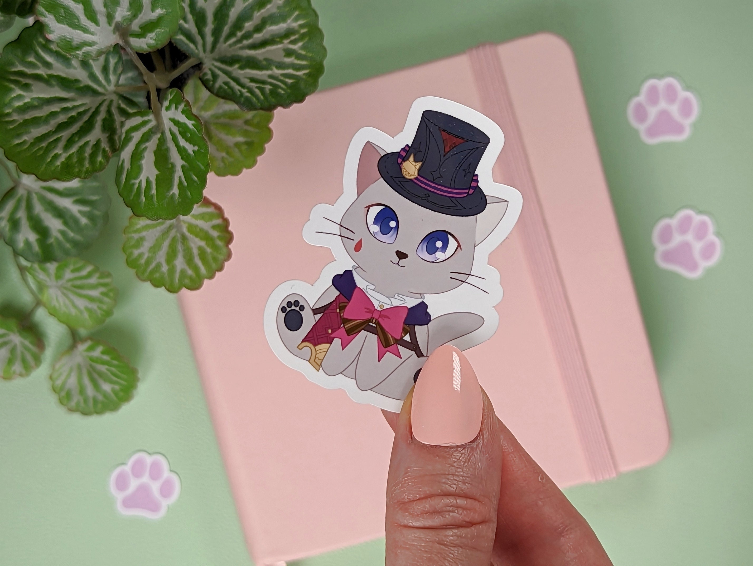Lyney Sticker Genshin Impact Sticker Kawaii Cat Sticker T Etsy
