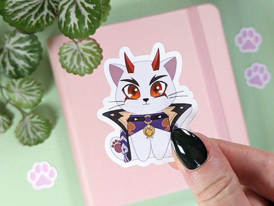 Arataki Itto Cat Sticker: Genshin Impact Chibi Vinyl, Waterproof - Etsy