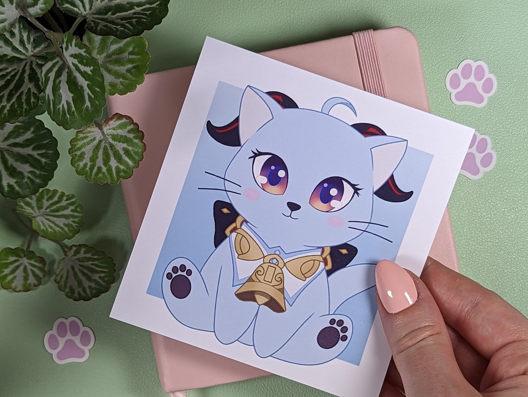 Ganyu Cat Art Print: Genshin Impact Chibi Fan Art - Etsy