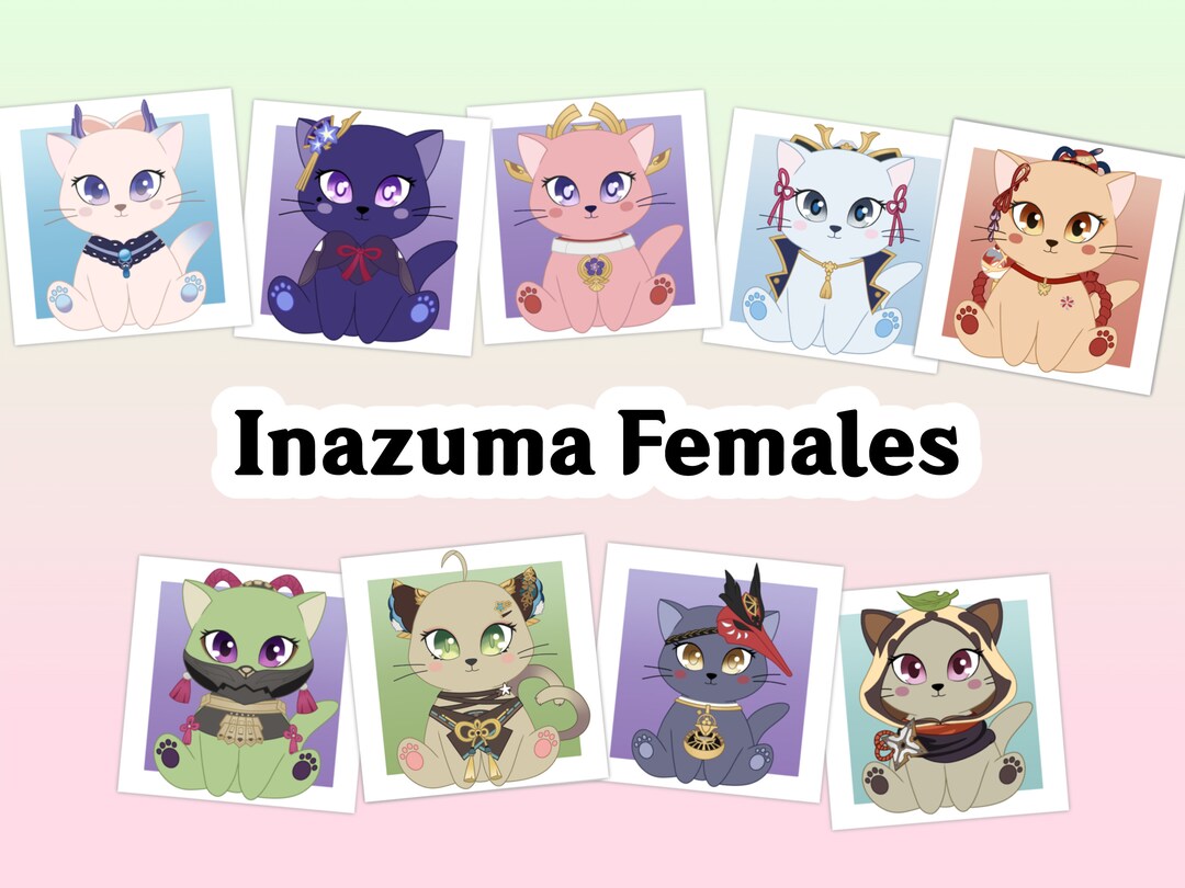 GENSHIN CAT Art Print, Inazuma Females, Genshin Impact Mini Print ...