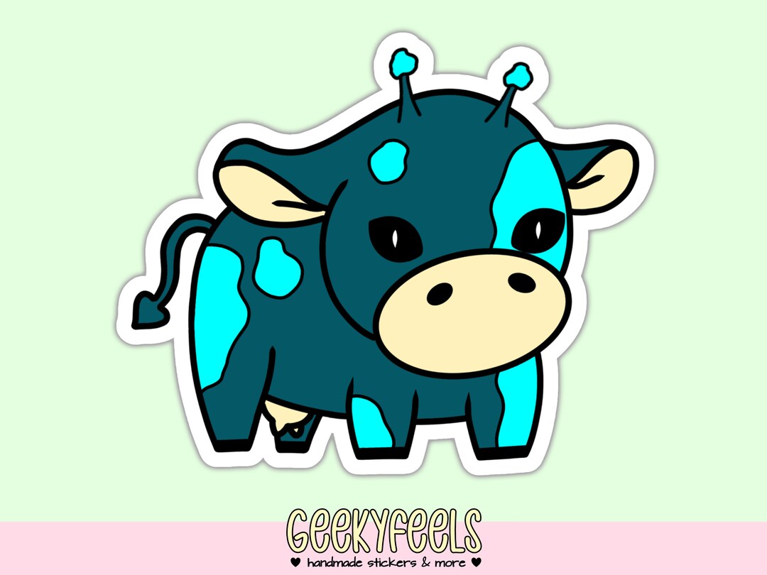 ALIEN COW Sticker Cute Cow Sticker Cool Alien Sticker - Etsy