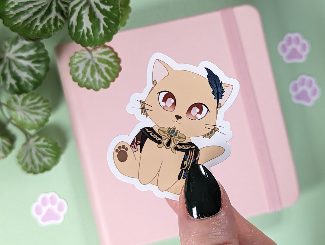 Kaveh Genshin Impact Sticker: Kawaii Chibi Cat, Waterproof Vinyl - Etsy