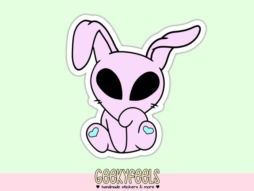 ALIEN BUNNY Sticker Cute Rabbit Sticker Cool Alien Sticker - Etsy
